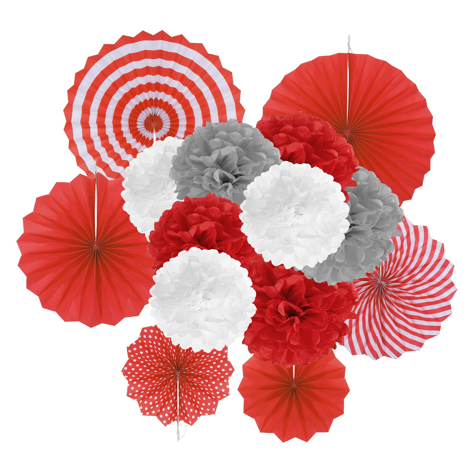 Unique Bargains Hanging Paper Fans Set Paper Flower Decorations Round ...