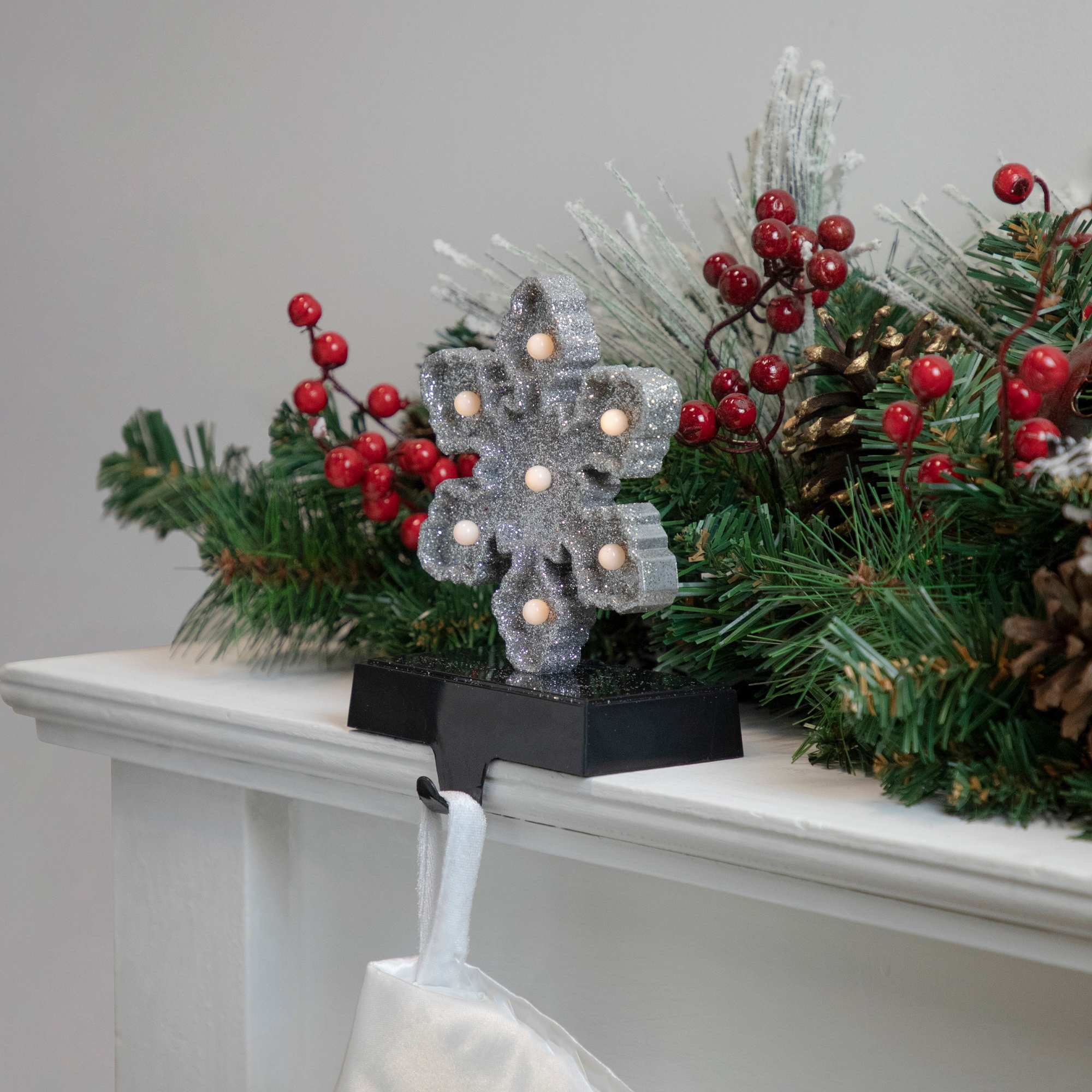 Northlight LED Lighted Glittered Snowflake Christmas Stocking Holder ...