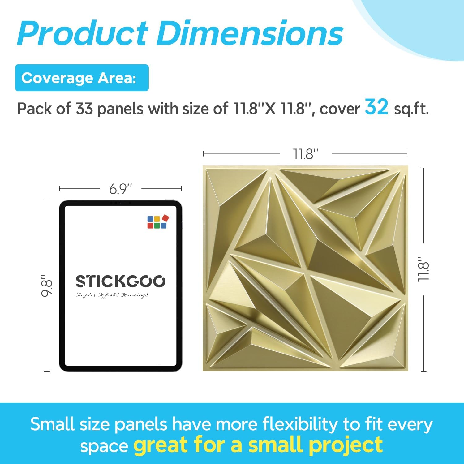 STICKGOO Big Size 12 Pack Diamond Panels 19.7 X 19.7 inch and Small ...