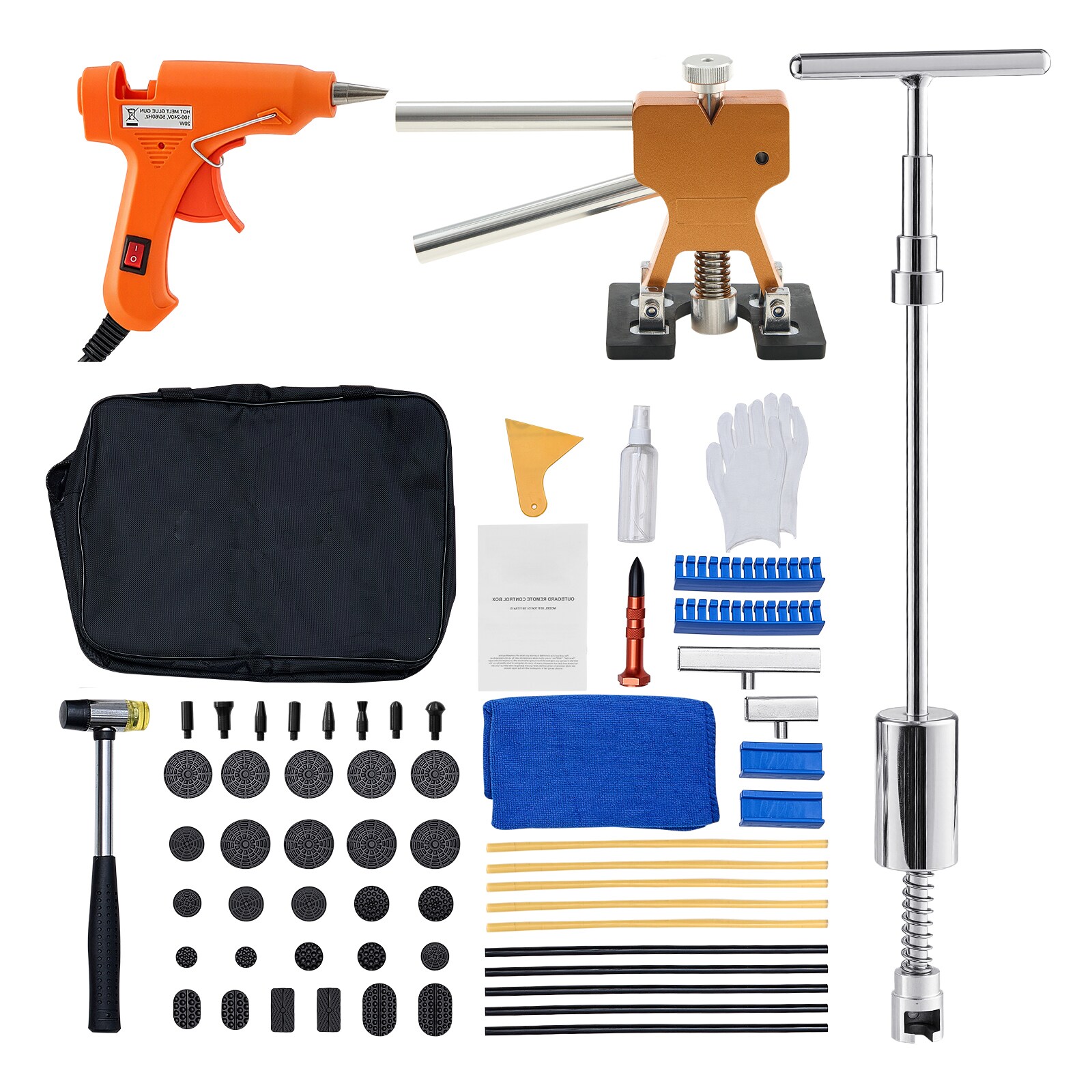 Loheer 61-Piece Paintless Auto Body Dent Puller Kit with Slide Hammer ...