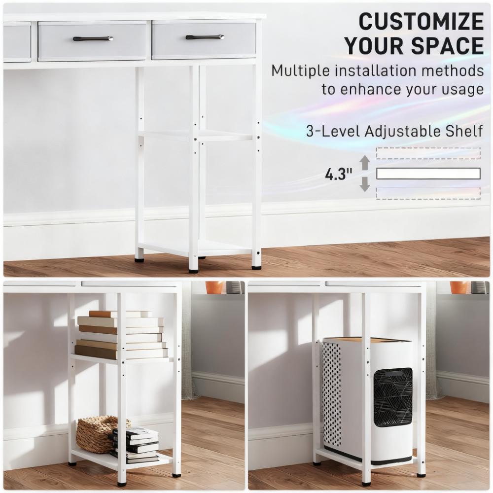 Tinyhomie Small Computer Desk Writing Desk with Fabric Drawers For Home ...