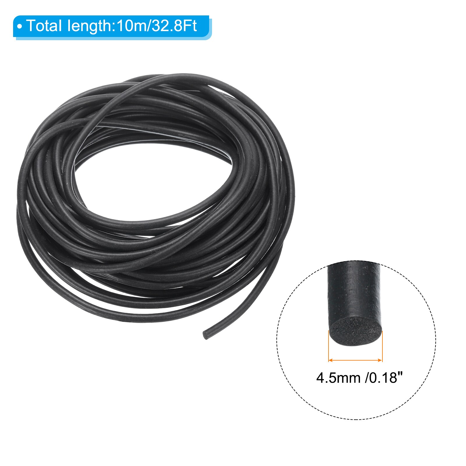PATIKIL Silicone Foam Seal Strip 10M 4.5mm Dia Round High Density Solid ...