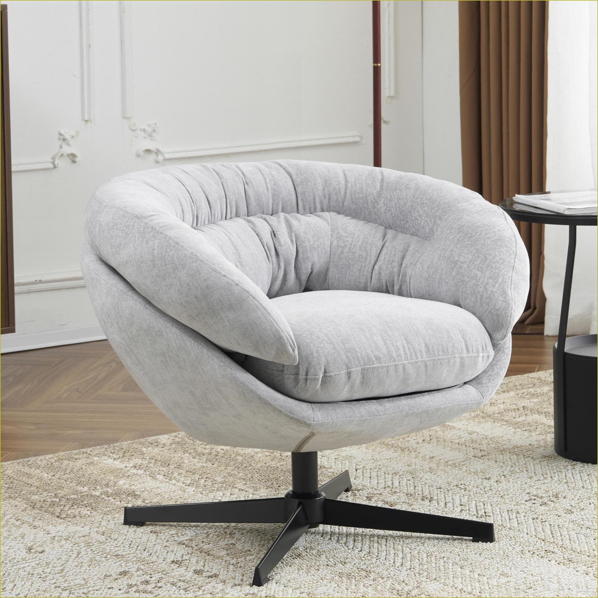 Watnature Light Gray 360 Swivel Chenille Accent Chair with Removable ...