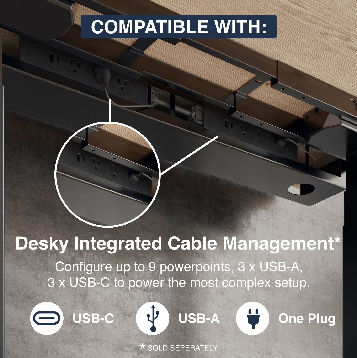 Desky Dual Mini Sit Stand Desk - Natural Walnut / 40 x 24 inches with ...