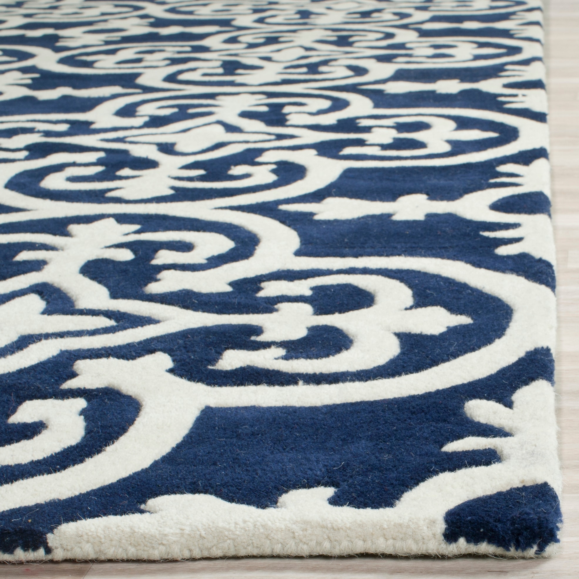 Safavieh Cht729 Dark Blue/Ivory Contemporary 4ft x 6ft Small Rectangle ...