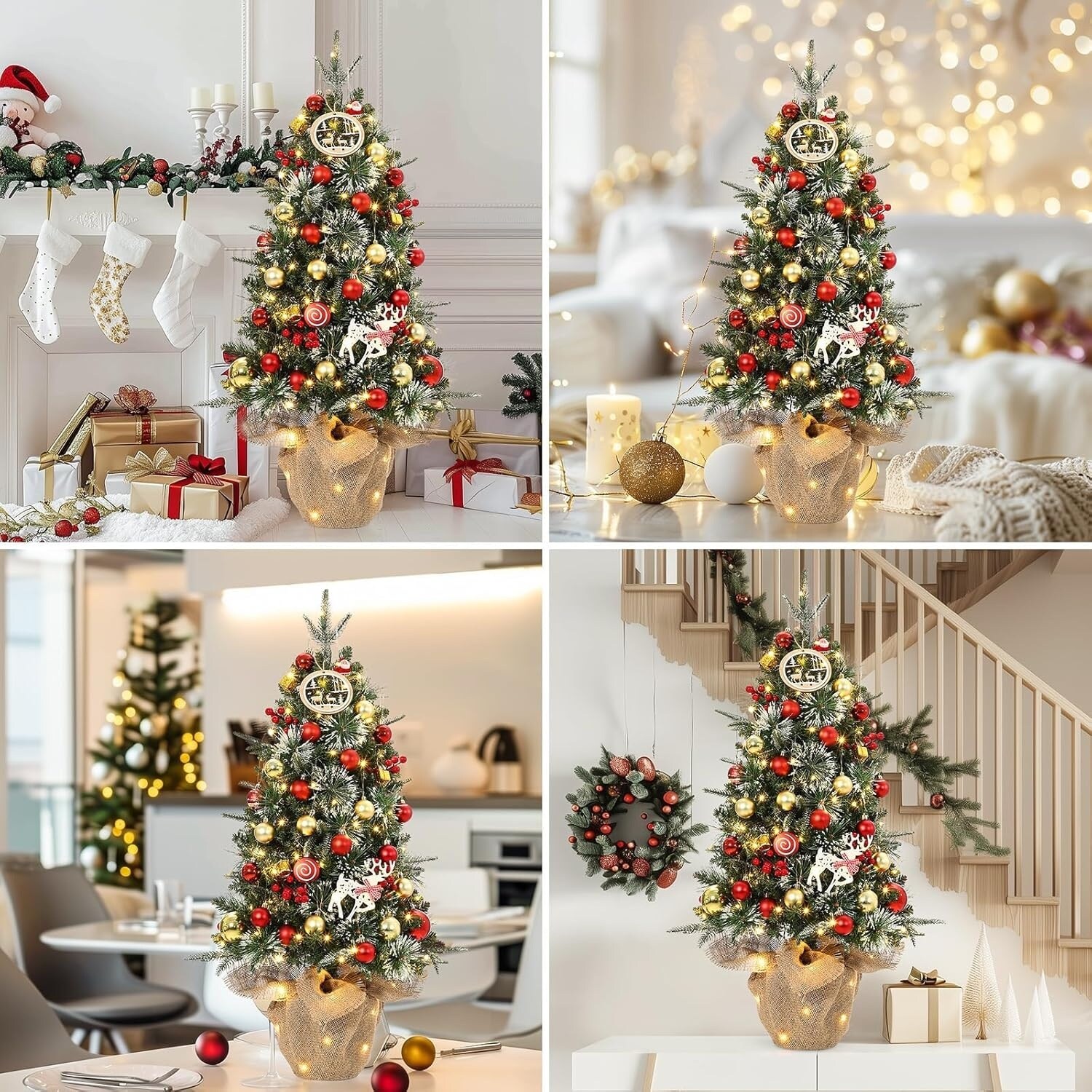 Garvee 3 Ft Pre Lit Artificial Christmas Tree with LED Lights Small ...