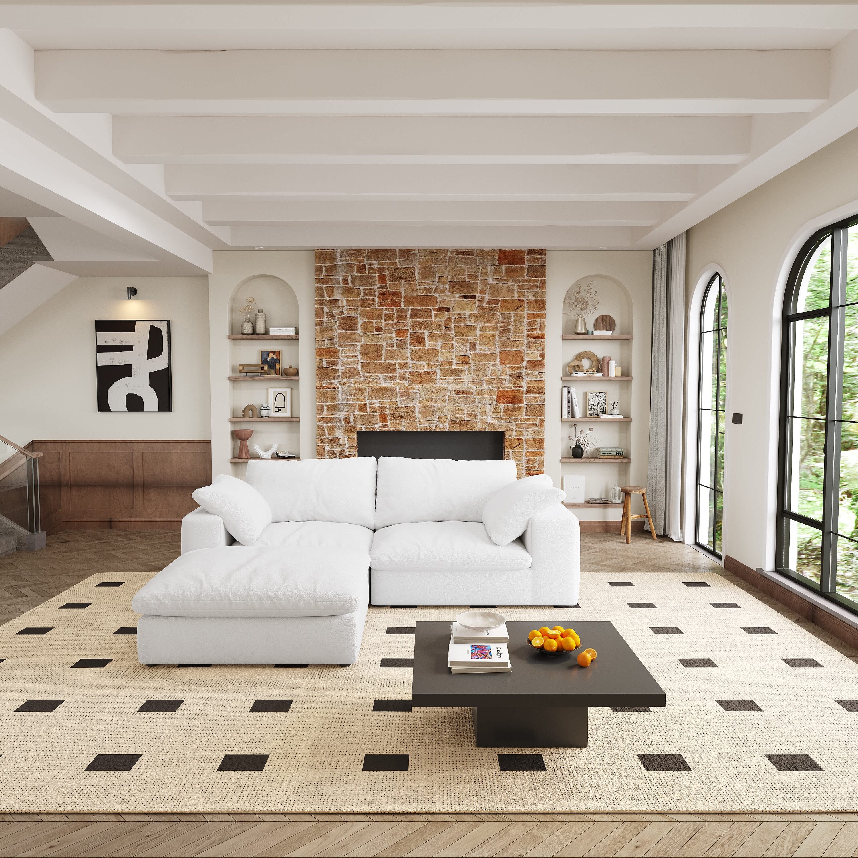 Misty Moon 80 Inch 2 Seaters Cloud Modular Down Filled Sectional Sofa ...