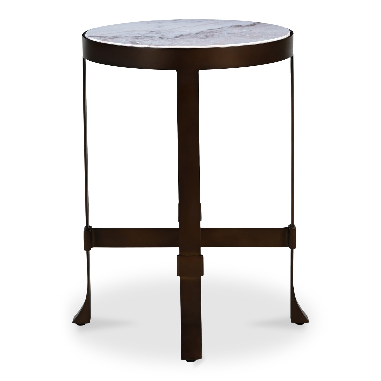 Watnature 16-Inch Square Side Table Sled Base White-Toned Marble and ...