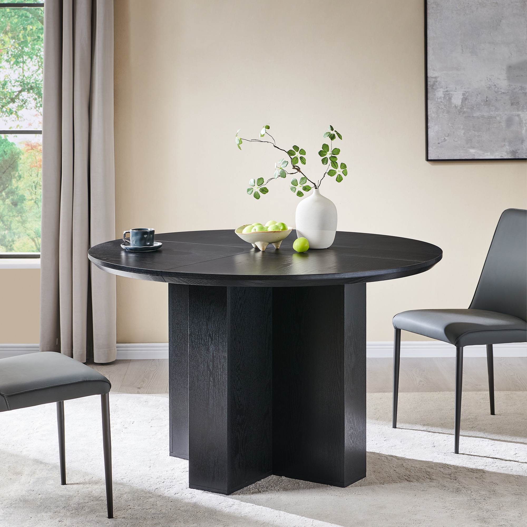 DecorUHome 47Inch Round Dining Table for 4-6 Modern Kitchen Table with ...