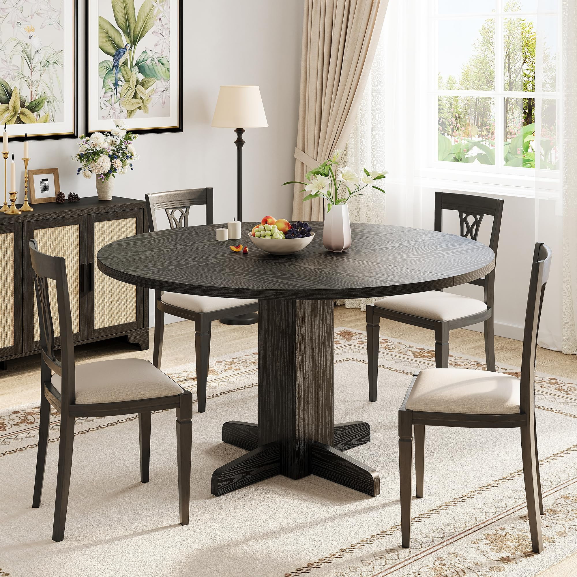 GAOMON 47in Round Dining Table for 4-6- Wood Kitchen Table with Sturdy ...