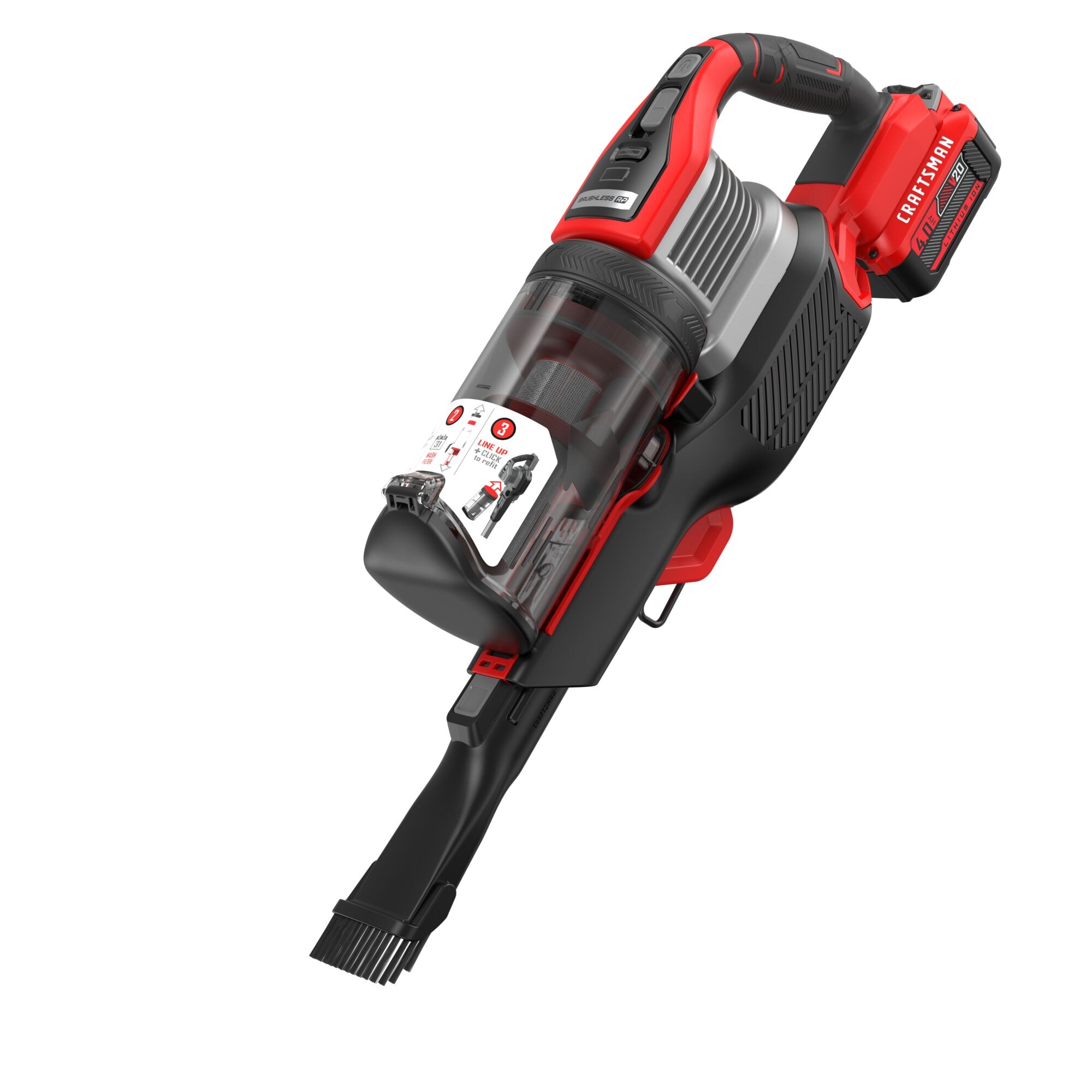 CRAFTSMAN V20 BRUSHLESS RP Cordless Stick Vacuum Cleaner (Convertible ...