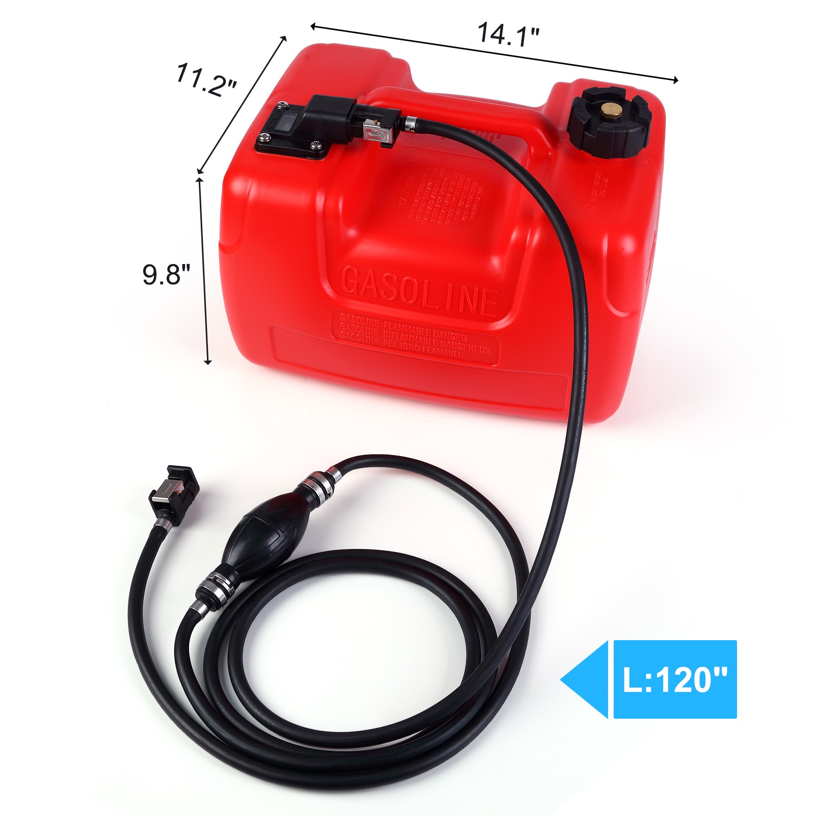 IdealHouse 3 Gallon Marine Fuel Tank/ Outboard Boat Gas Tank with Fuel ...