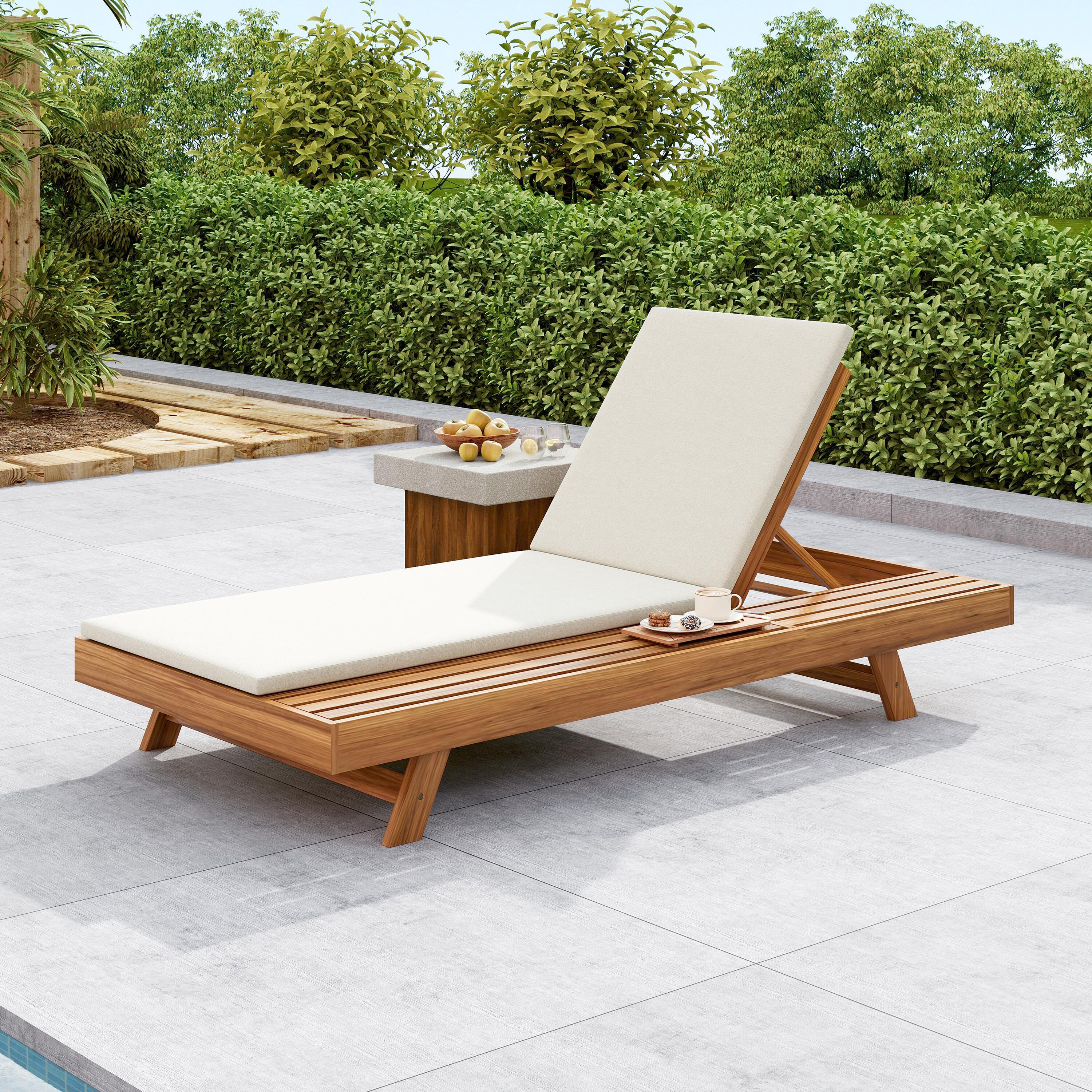 Christopher Knight Home Taylor Acacia Wood Outdoor Chaise Lounge-Teak ...