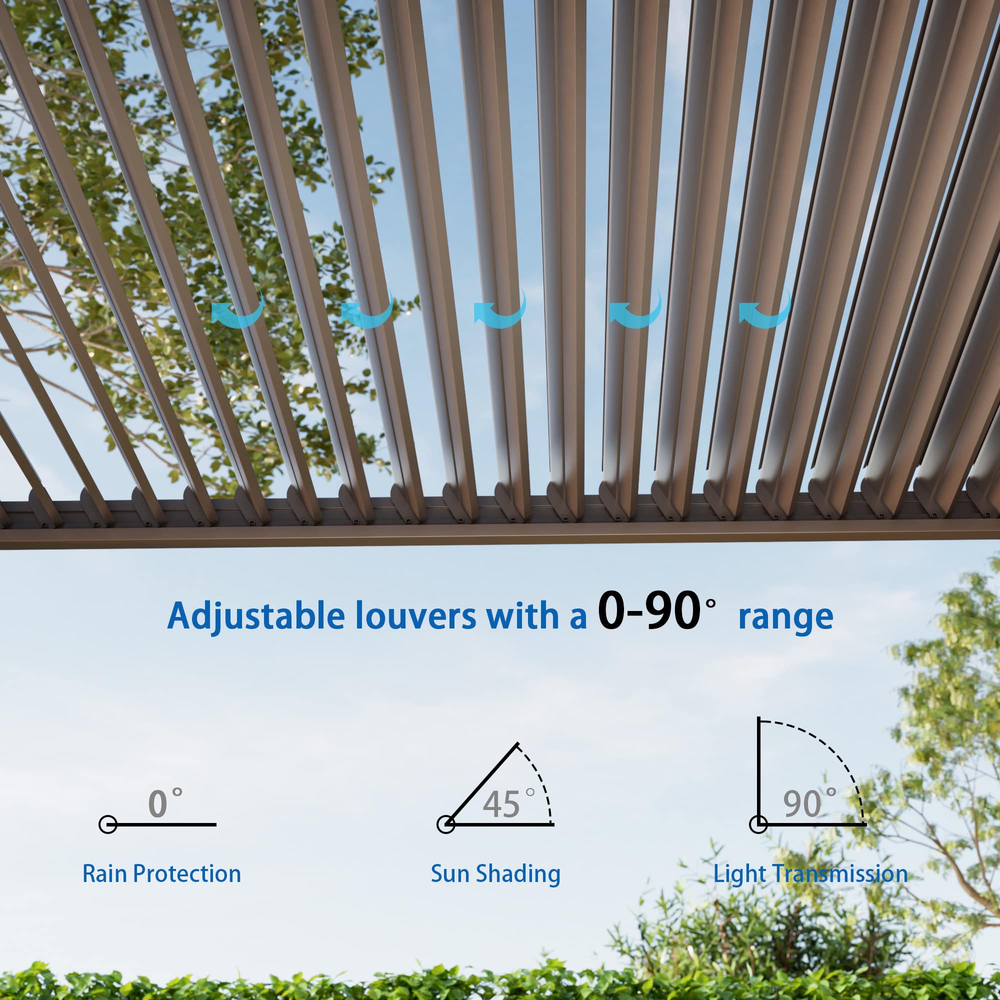 Aok Garden Modern 9x14FT Brown Metal Freestanding Pergola LED Lights ...