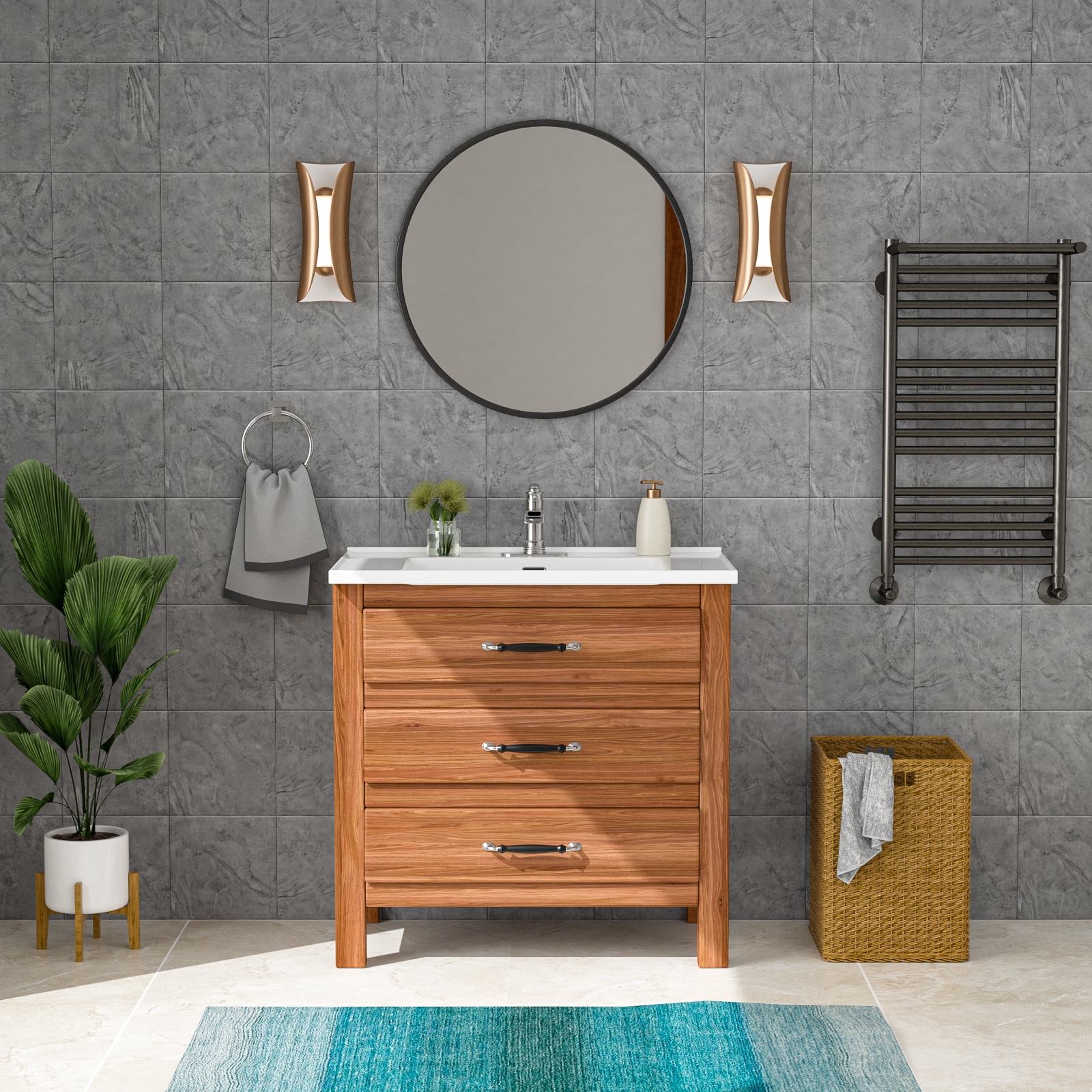 Lordear 35-in x 20-in White Ceramic Rectangular Drop-in Sink Vanity Top ...