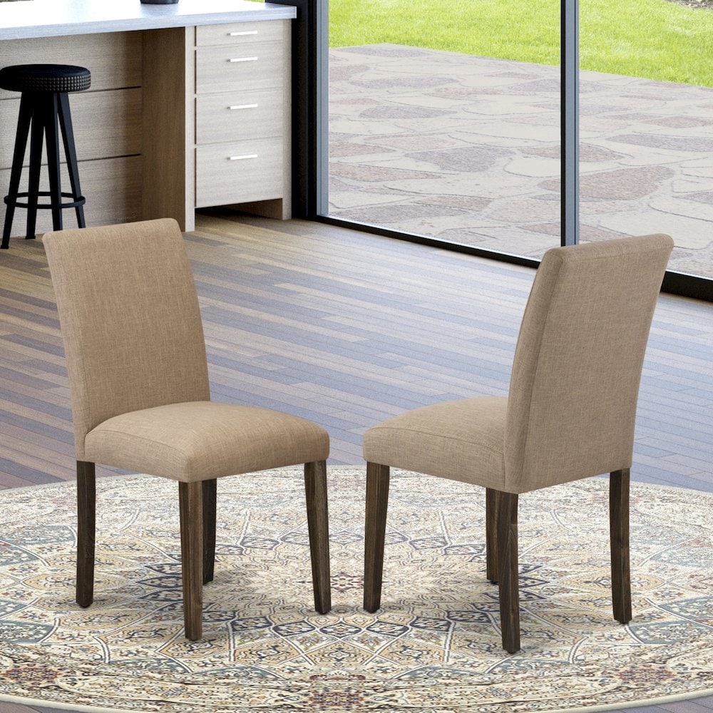 East West Furniture Set of 2 Parsons Chairs Light Sable Linen Fabric ...