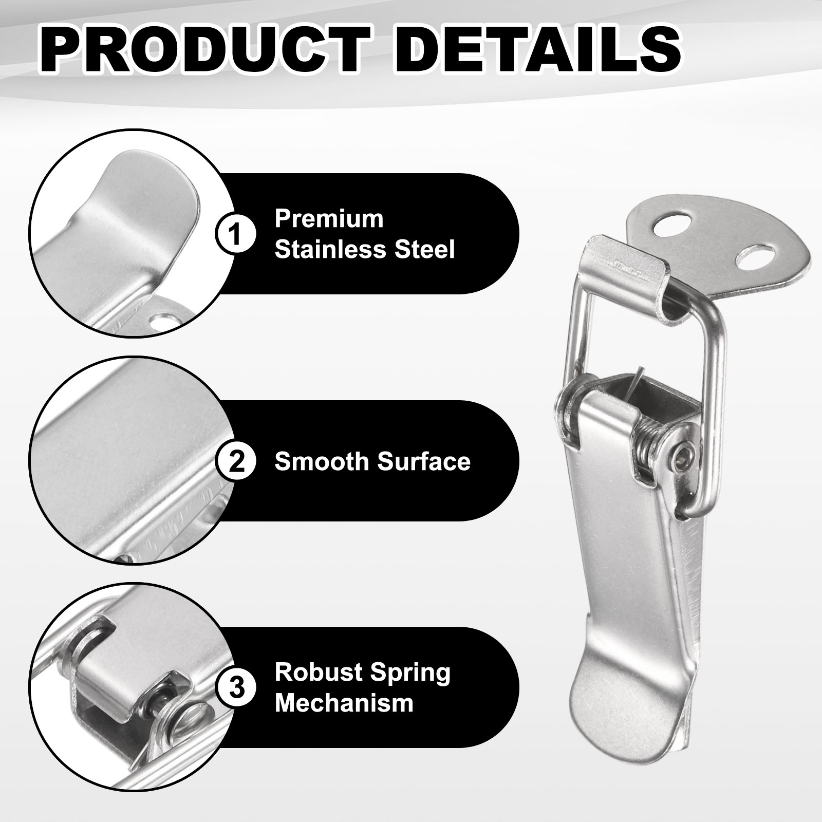 PATIKIL 4pcs Stainless Steel Spring Loaded Toggle Latch 2.3 Inch Tool ...