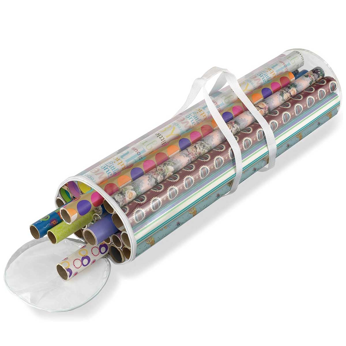 Aoibox Clear Gift Wrap Organizer with Zippered Storage for 25 Rolls ...