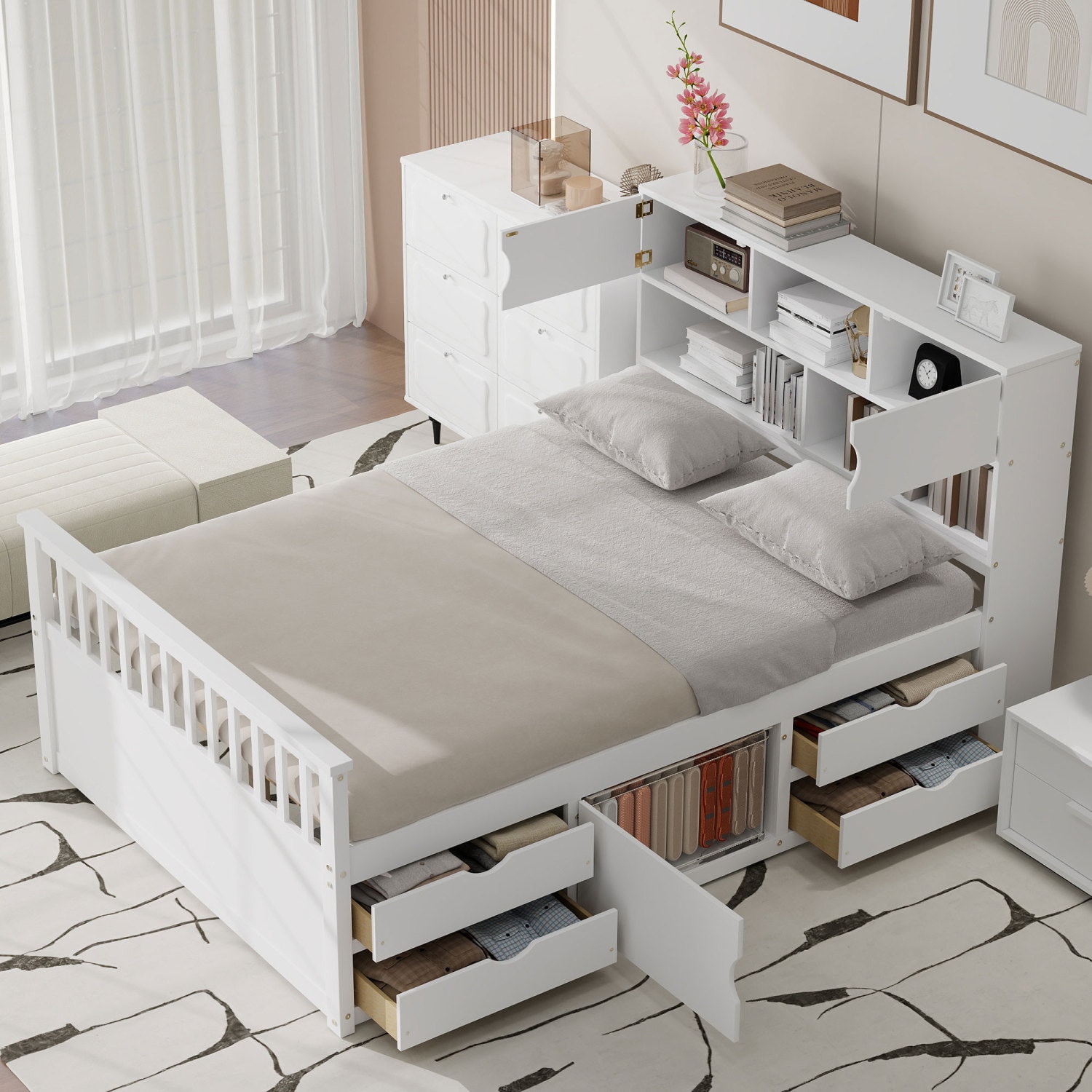Streamdale Furniture Captain Platform Bed Frame with Storage and ...