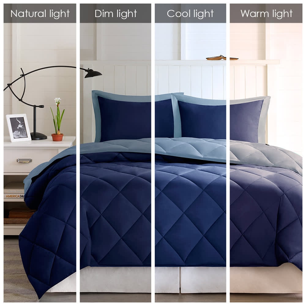 JUJABU Navy and Light Blue King 3M Diamond Quilting Reversible Down ...