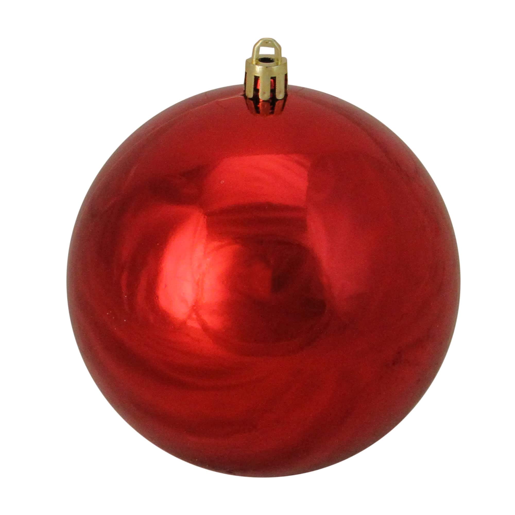 Northlight Shiny Red Shatterproof Christmas Ball Ornament 4 inch (100mm ...