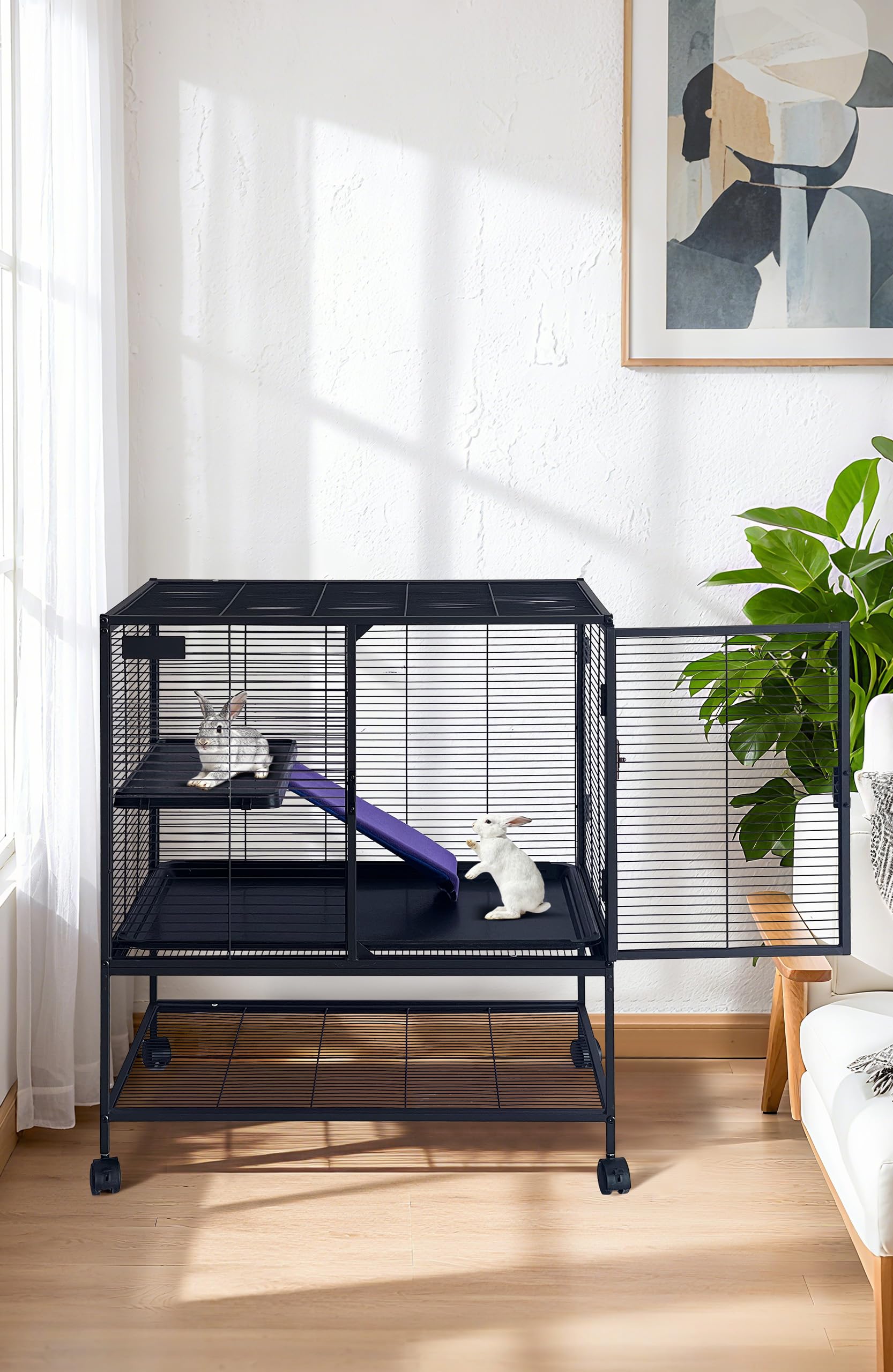 IdealHouse 36 Inch 2-Tier Metal Small Animal Cage/ spacious habitat for ...