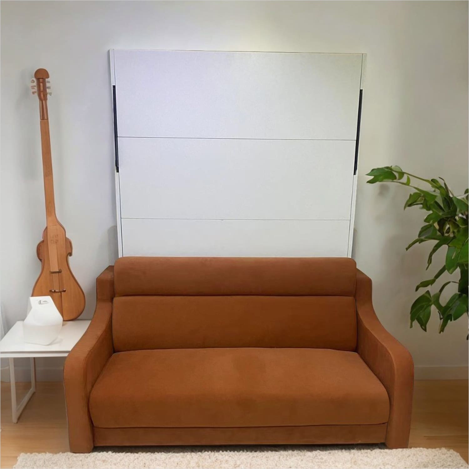 Watnature Plywood Vertical Murphy Bed with Sofa No-Wall-Mount Space ...