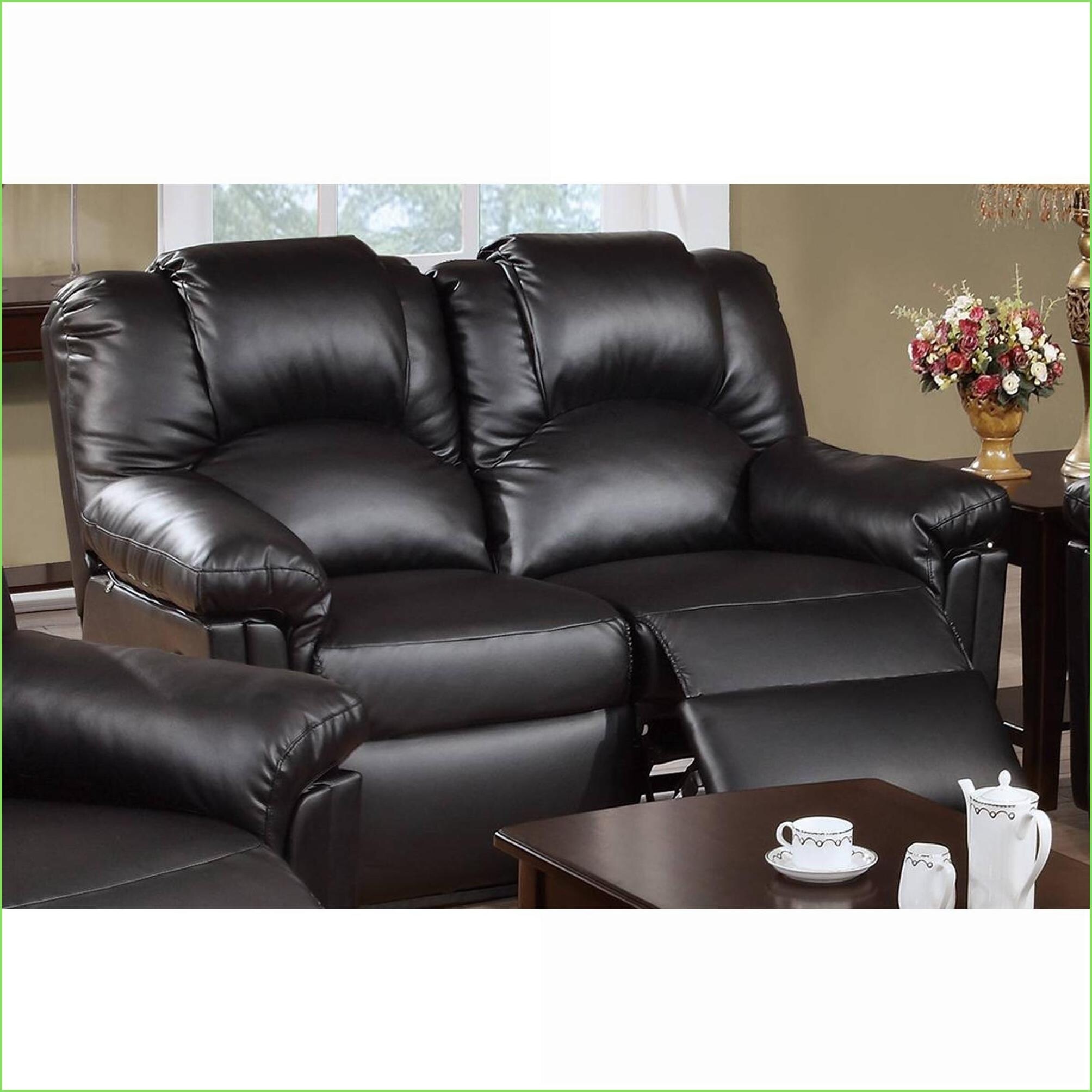Watnature Loveseat Motion Recliner - Contemporary Black Bonded Leather ...