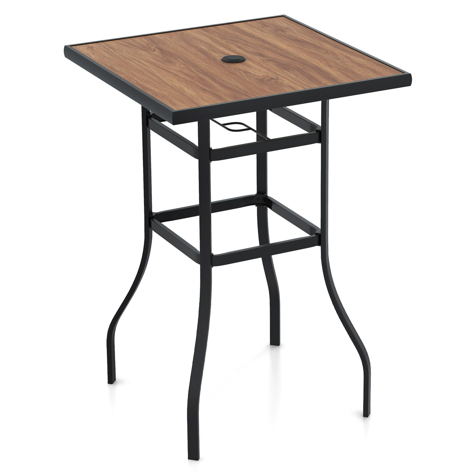 Slickblue Square Dining Table with SPC Top and Umbrella Hole for Patio ...