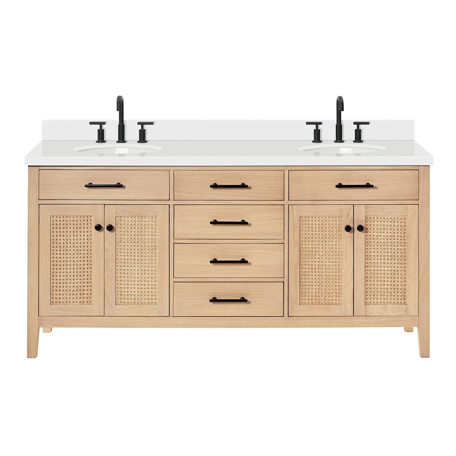 ARIEL Camila 72-in White Oak Undermount Double Sink Bathroom Vanity ...