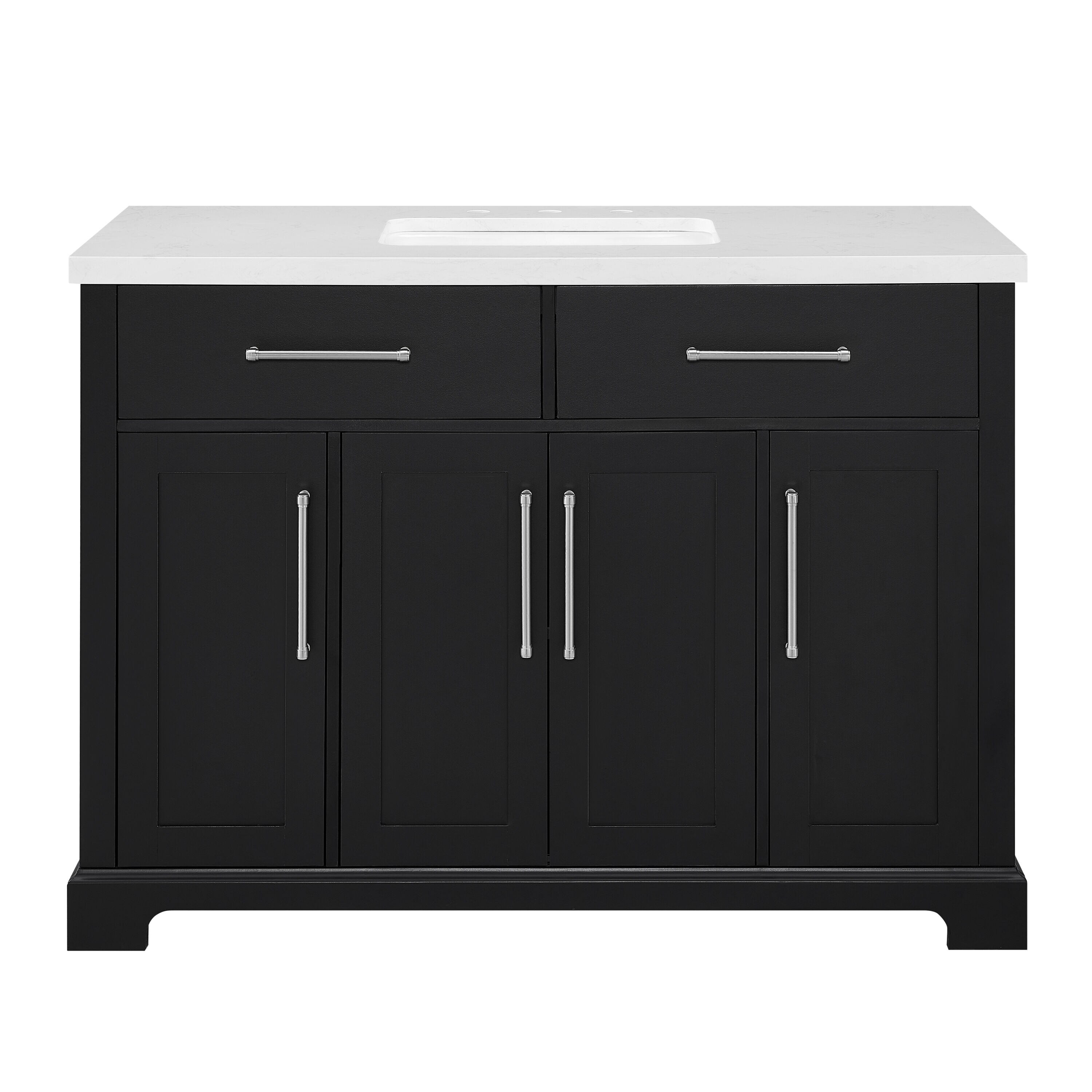 BridgePoint Home Clara 48-in Black Undermount Single Sink Bathroom Vanity with White With Light ...