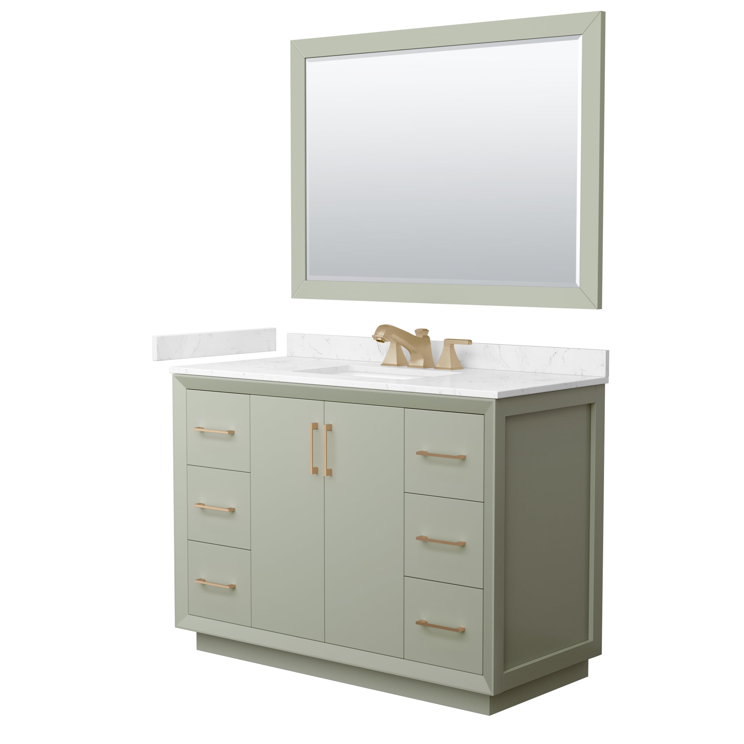 Wyndham Collection Strada 48-in Light Green with Satin Bronze Trim ...