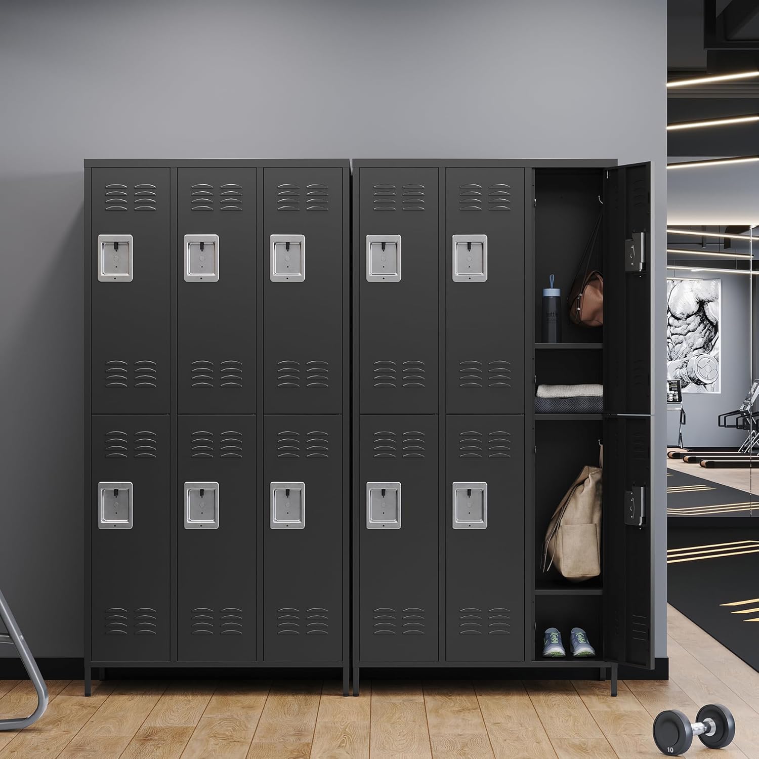 Letaya Metal Lockers for Employees 6 Door Storage Locker with Shelves ...