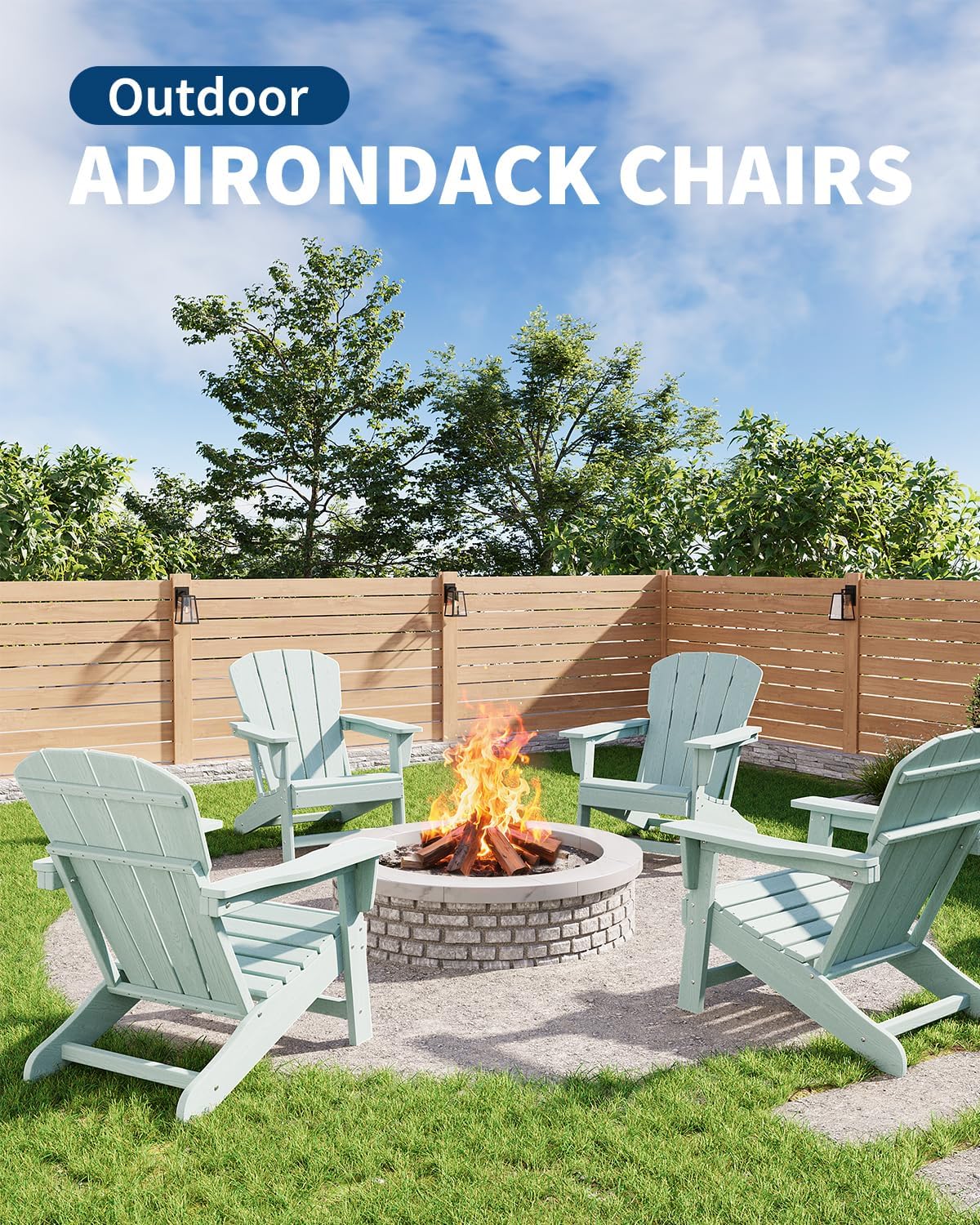 GAOMON Modern HDPE Plastic Adirondack Chair Set of 6 Oversize 380 LB ...