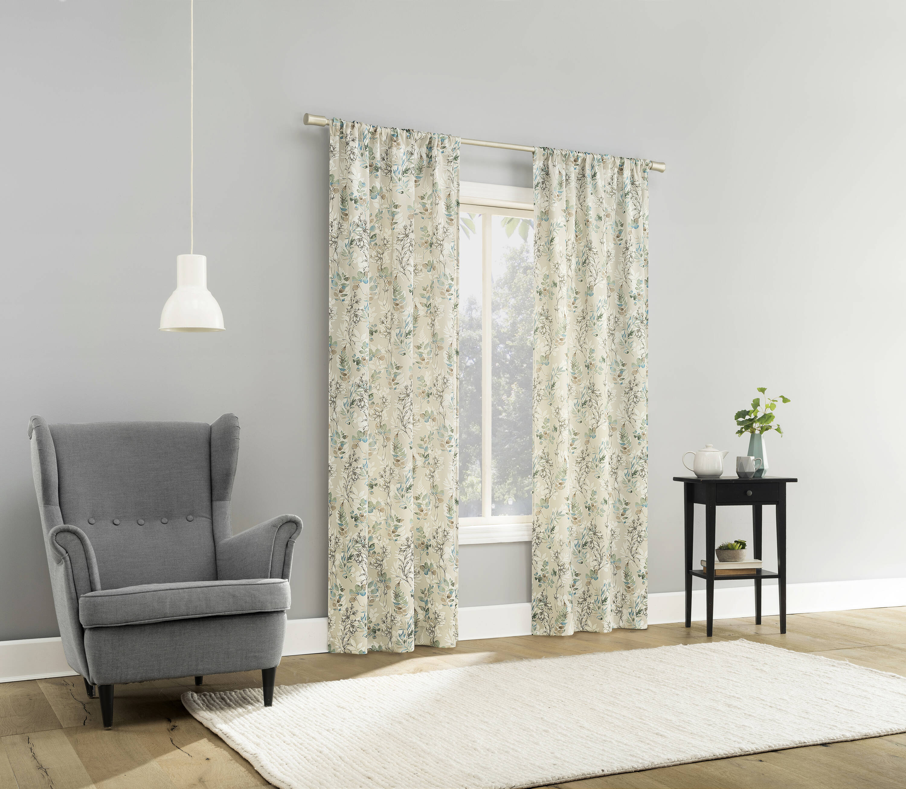 Sun Zero 84-in Stone Floral Room darkening Rod pocket Single curtain ...