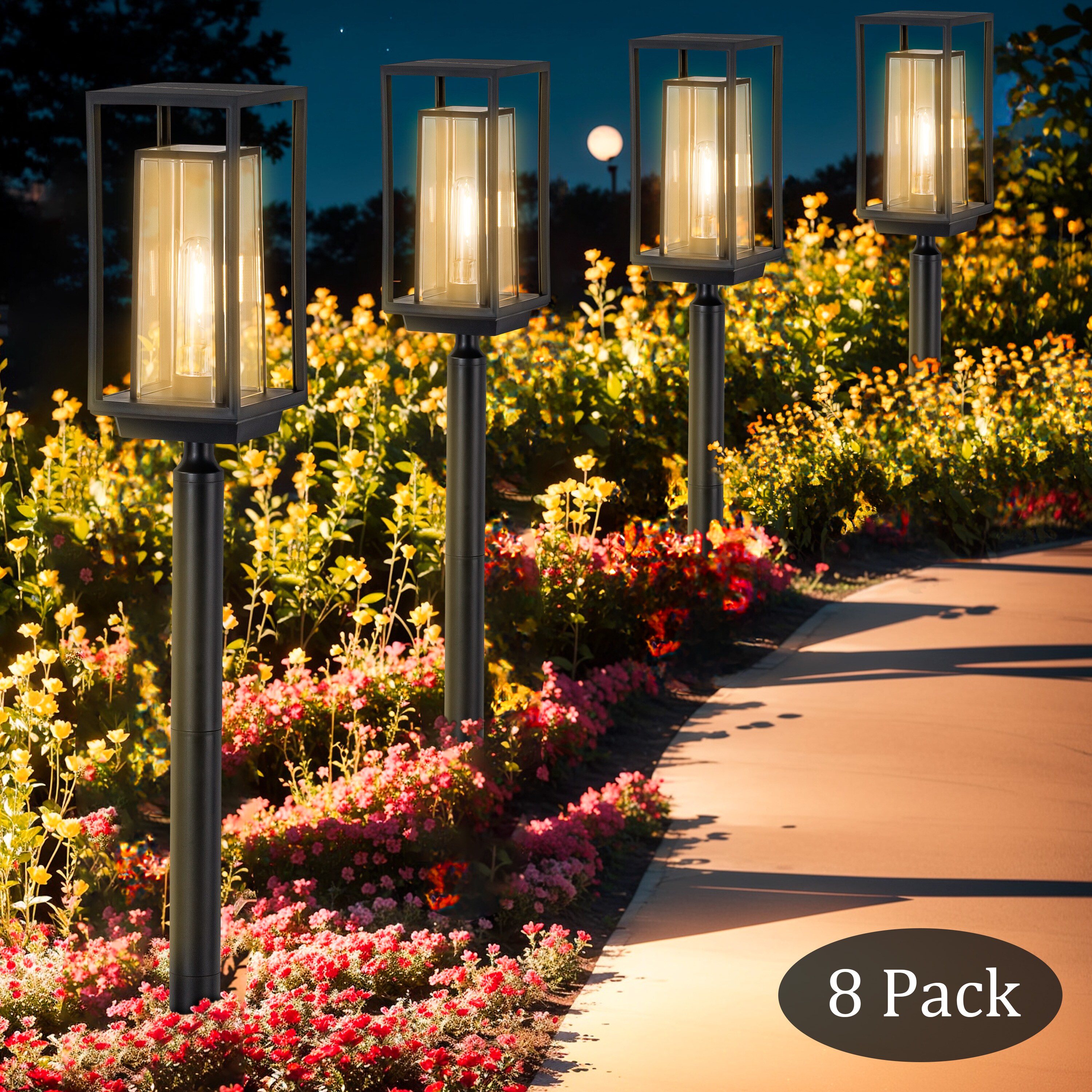 C Cattleya 8 -Pack 150 -Lumens 2 -Watt Black Solar LED Outdoor Path Light Kit ( 3000-K ) in the ...