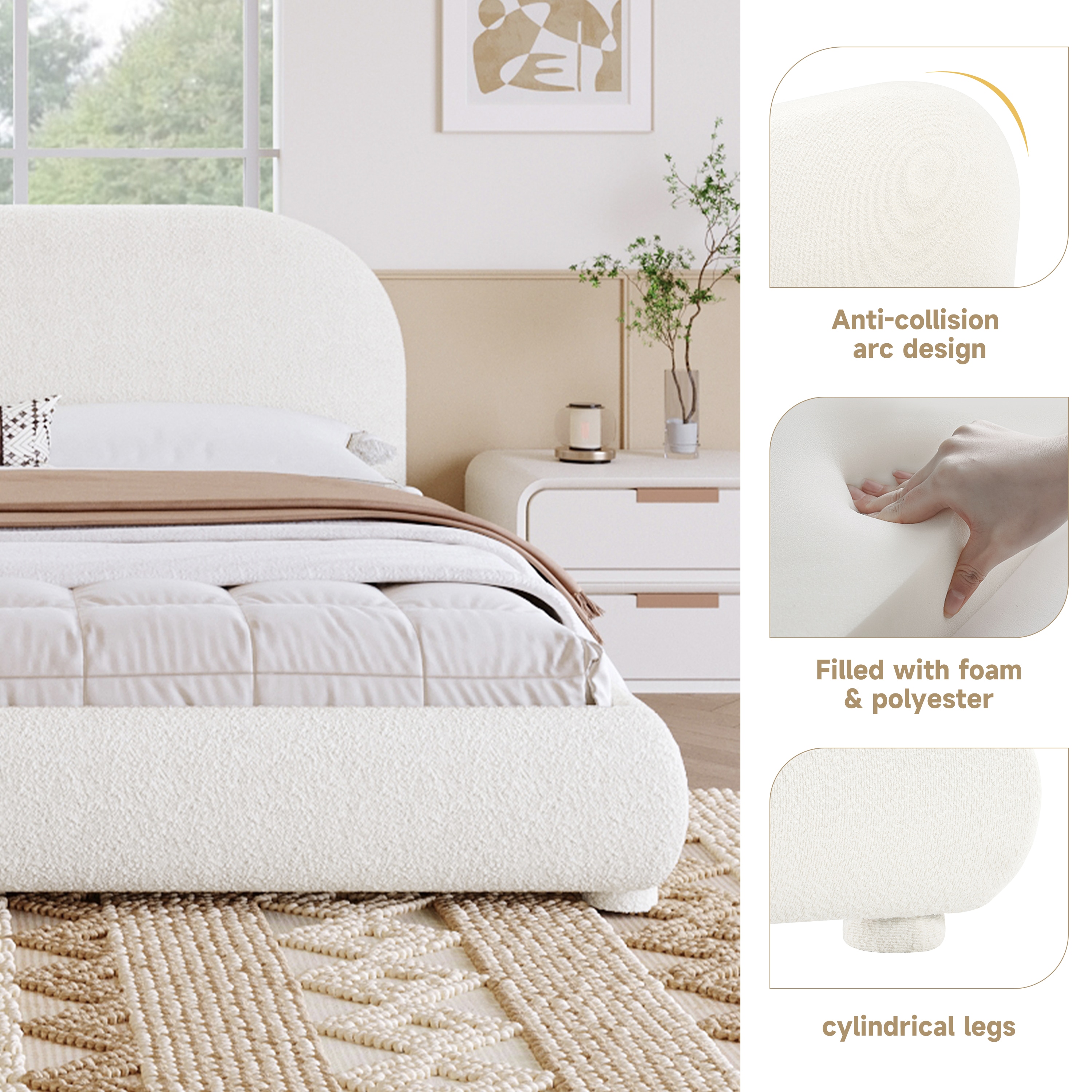 Christopher Knight Home Modern Upholstered King Size Bed Frame with ...