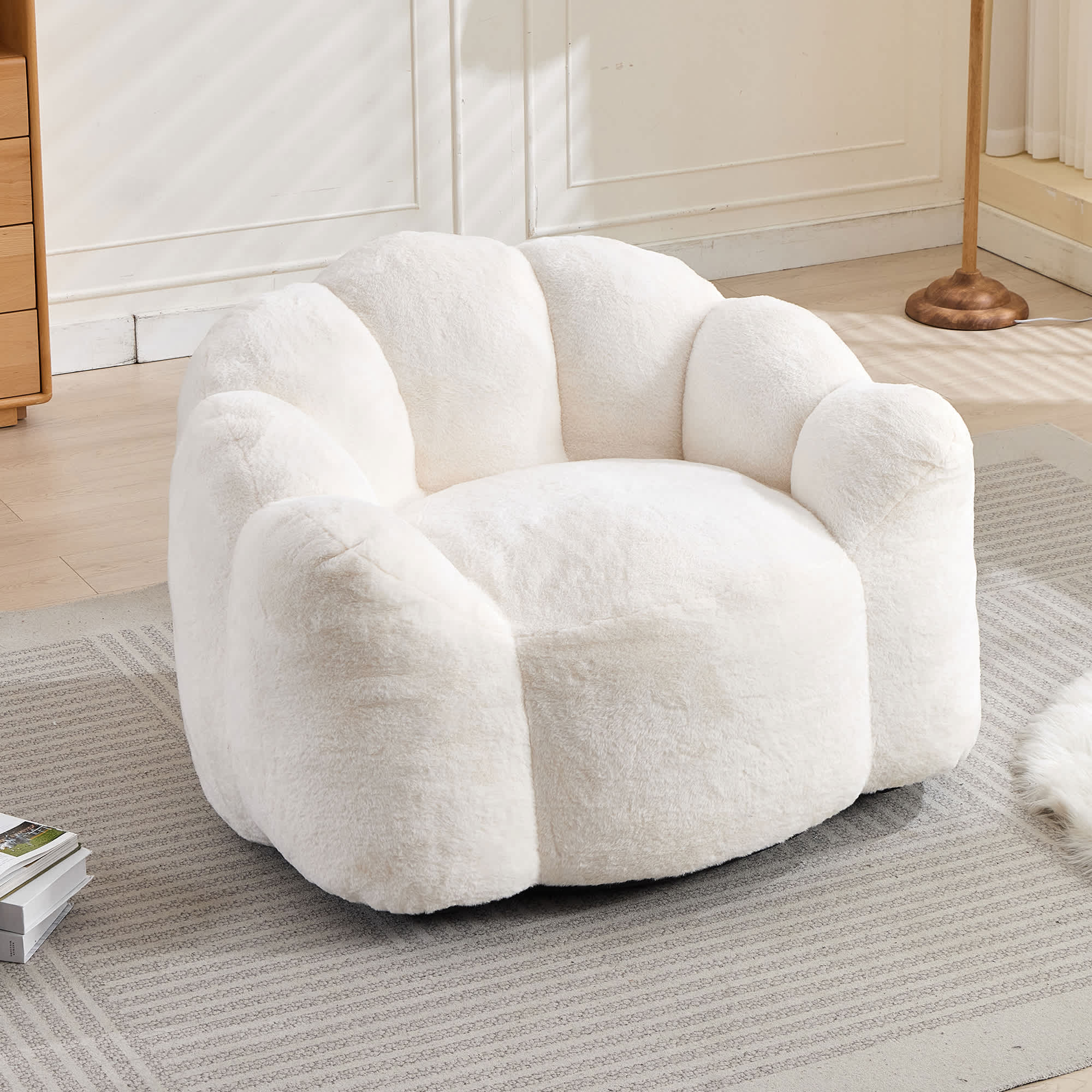 CIPACHO White Lotus-Type Compression Bean Bag Sofa Pull Ring for Easy ...