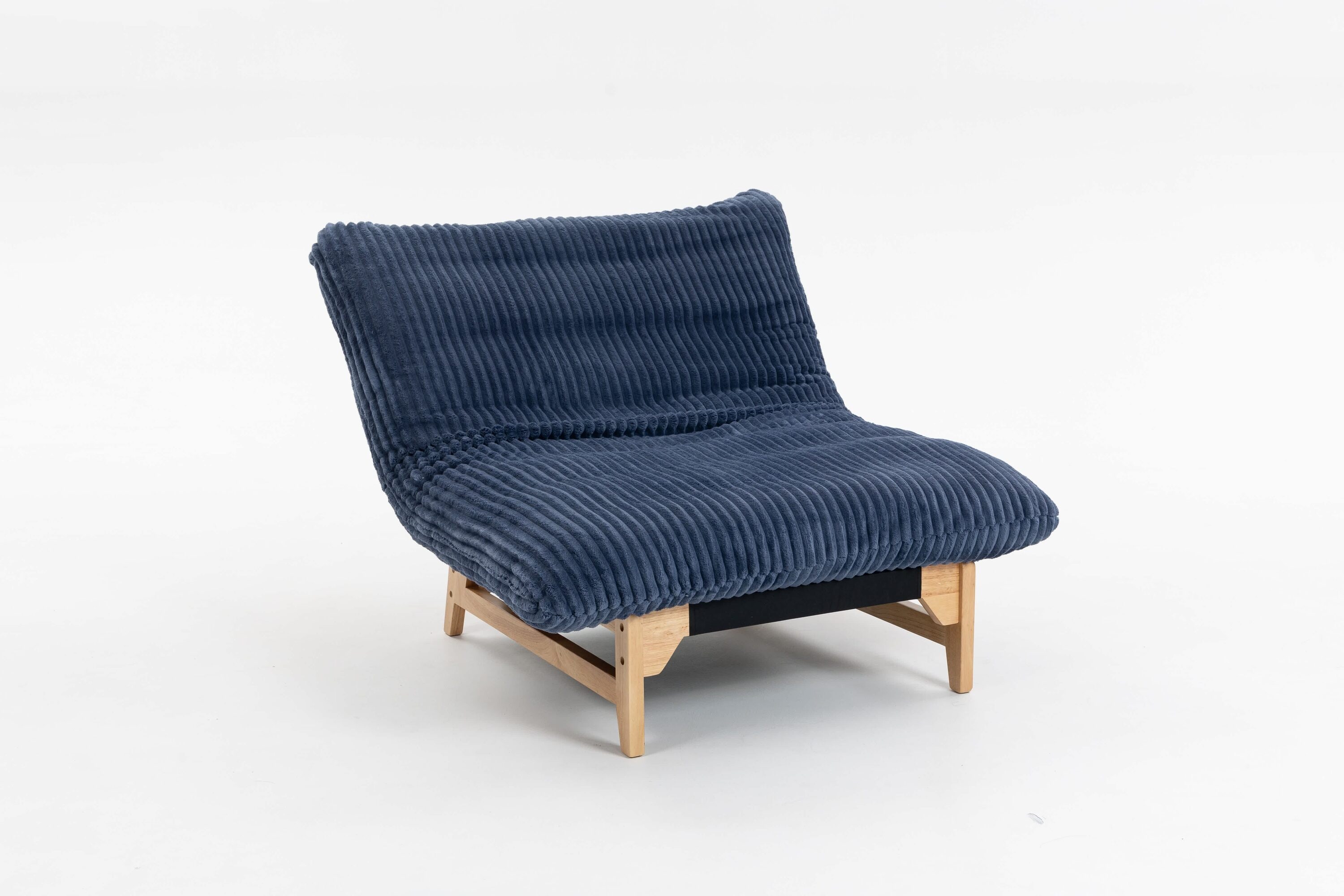 Vynxaria Blue Corduroy Armless Bean Bag Chair Set of 1 with High ...