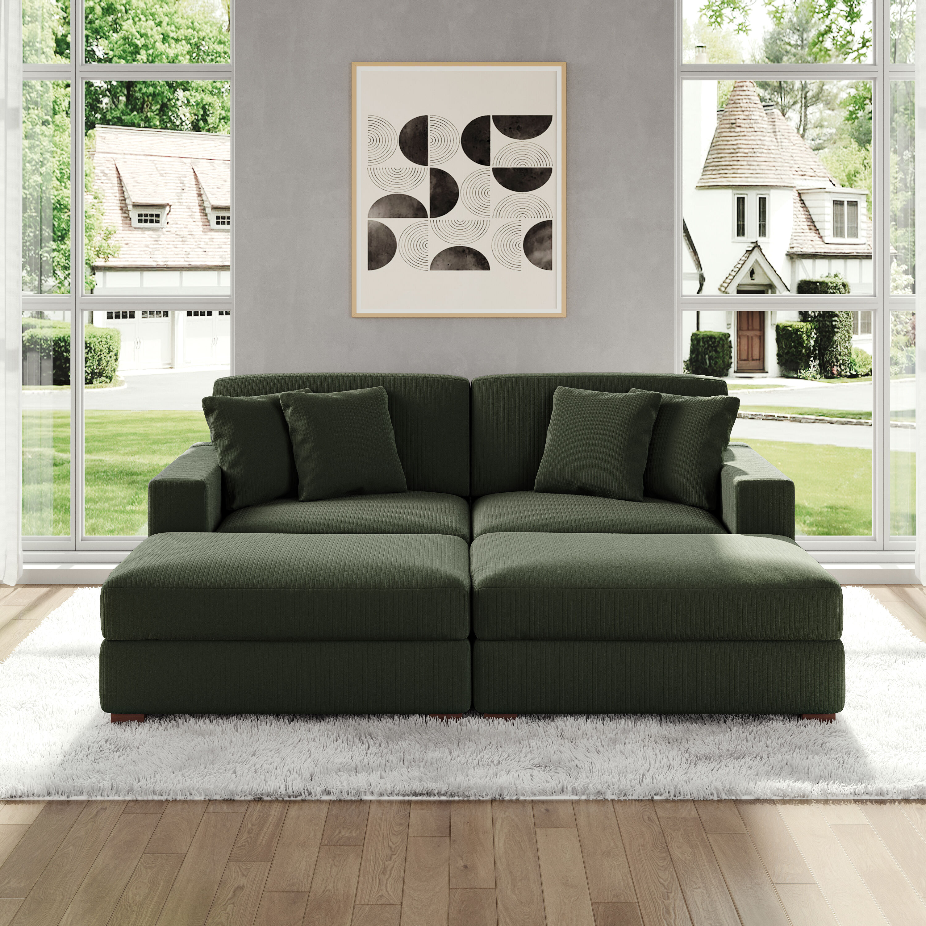 Dreamsidea 84 Inch Sectional Sofa Modular Sofa Corduroy Sofa Bed for ...