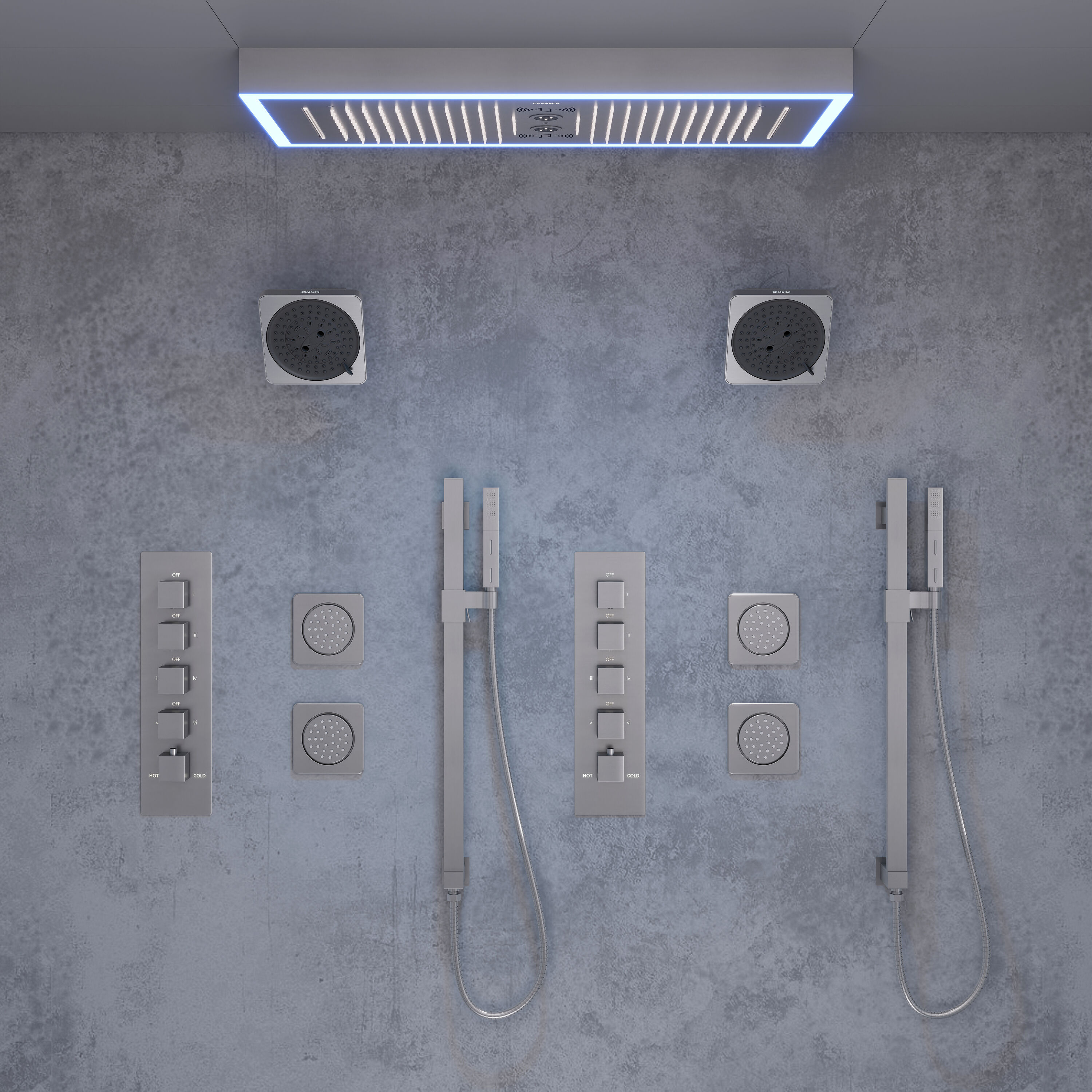 CRANACH BUTE Chromotherapy Couple Shower System with Body Spray and 6 ...