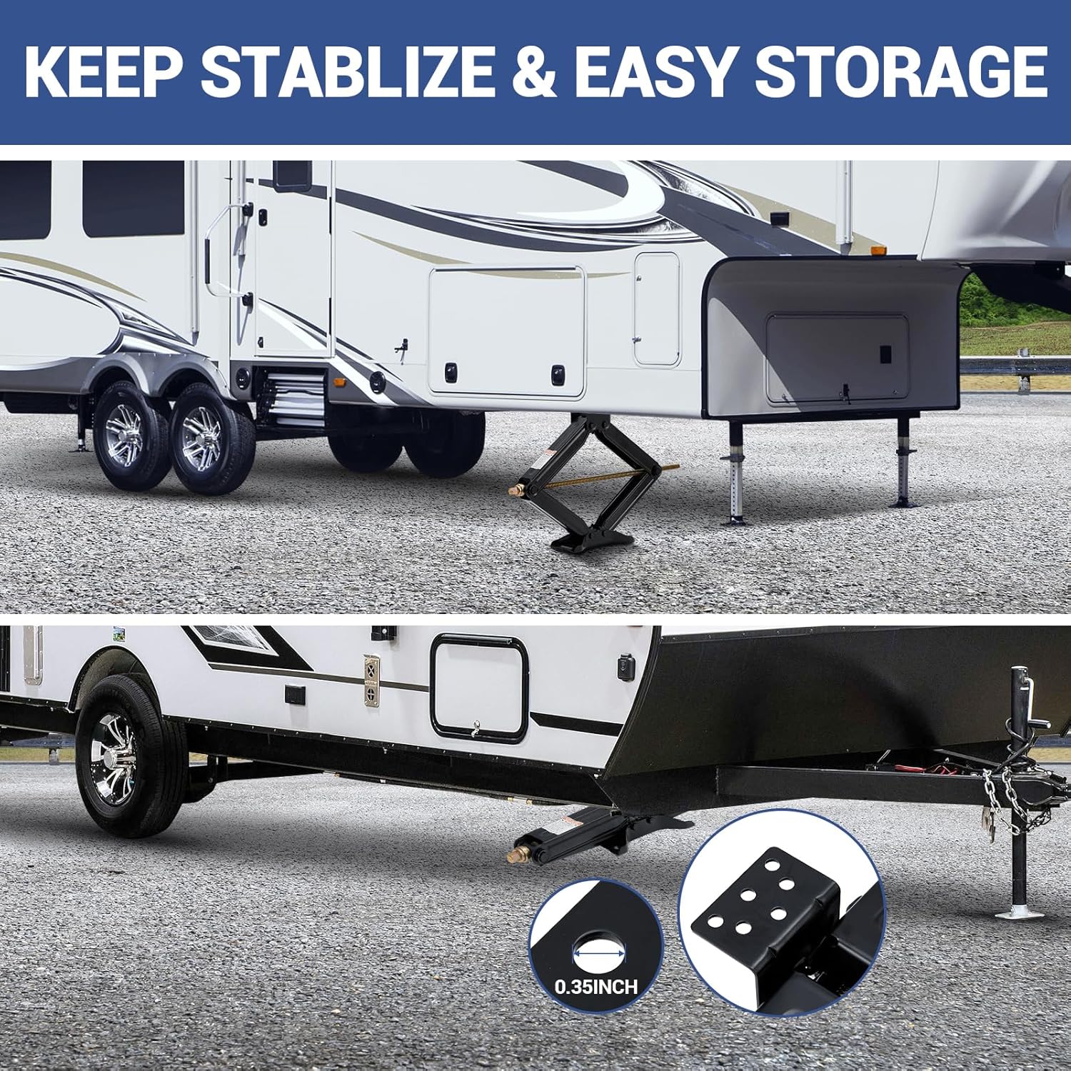 Garvee Heavy Duty 24inch RV Stabilizer Jack 7500LBS Capacity Trailer ...