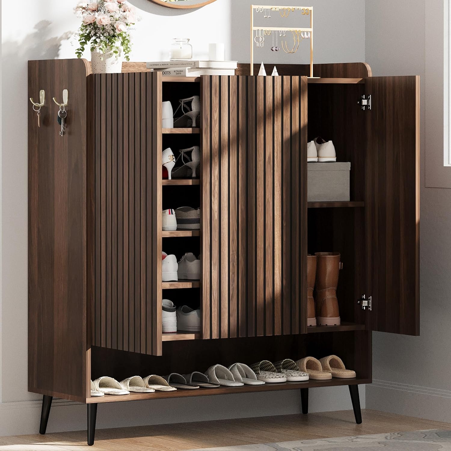 IdealHouse Shoe Storage Spacious Shoe Storage With 3 Doors Adjustable ...