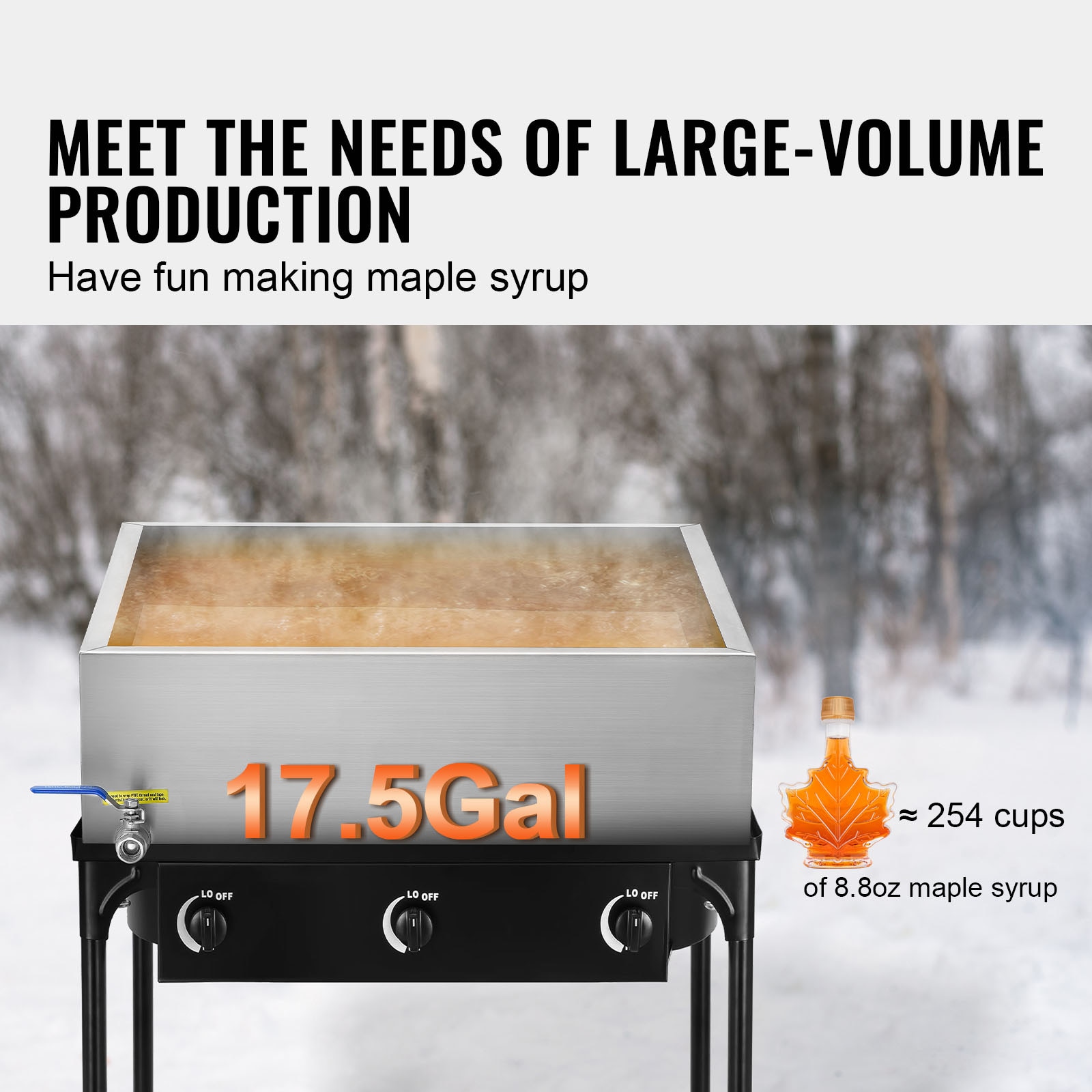 VEVOR Maple Syrup Evaporator Pan 17.5 Gallon 254 Cups of 8.8oz Maple ...