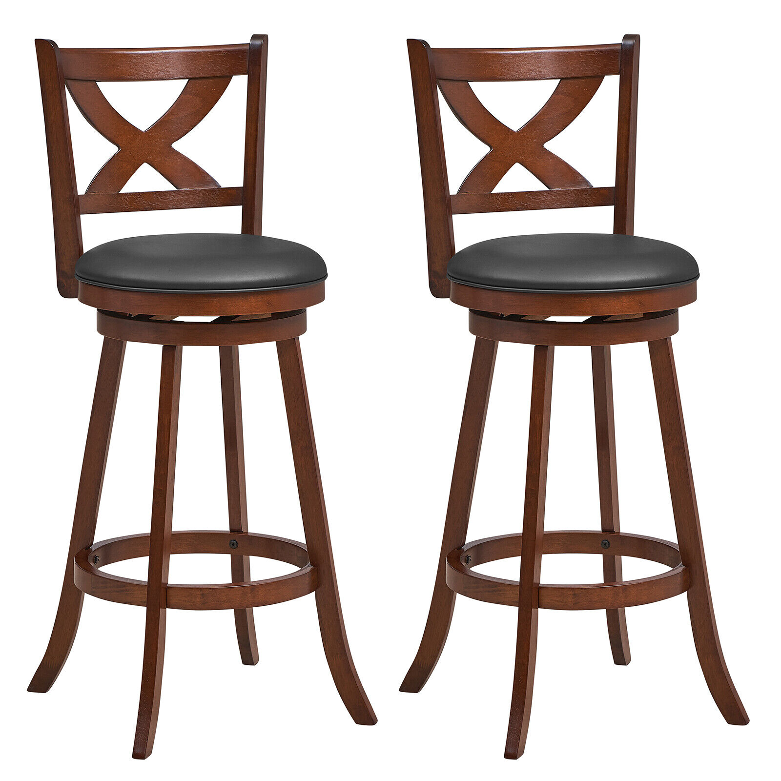 Fenbeli Set of 2 Swivel Bar Stools with X Back Design and Upholstered ...