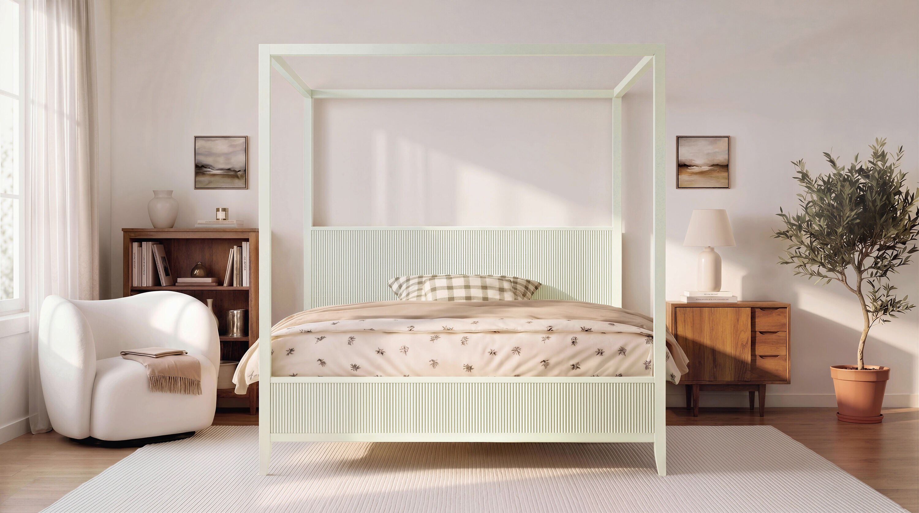 Christopher Knight Home Queen Size Wooden Canopy Platform Bed with ...