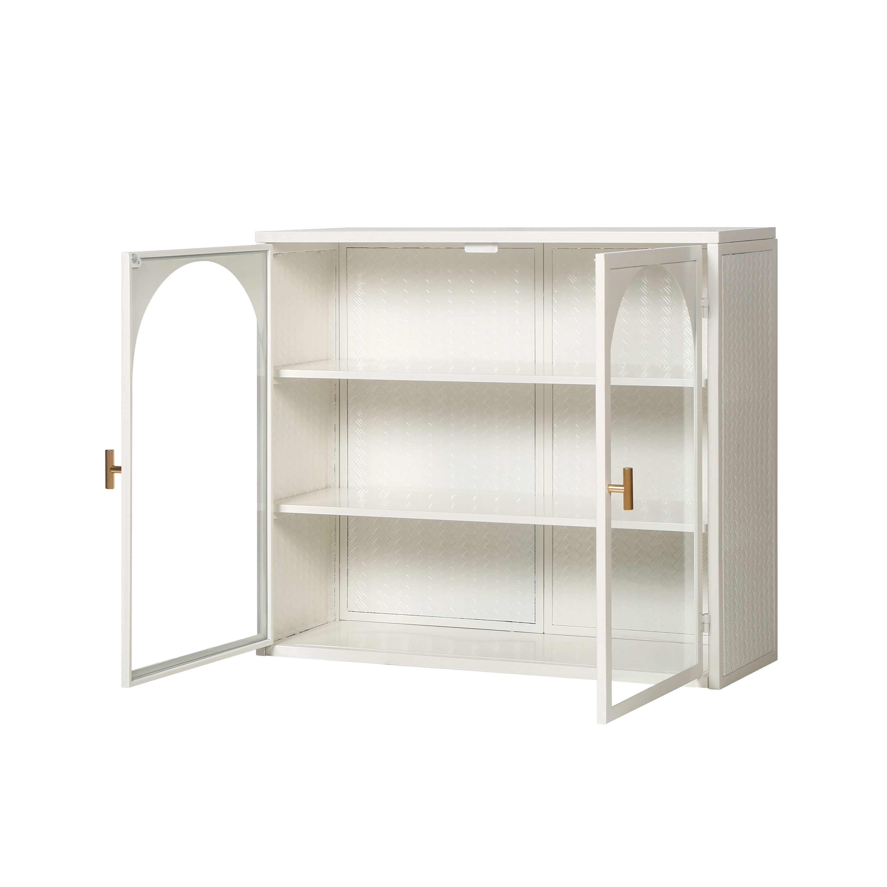 LOVMOR 27.56 inch Glass Doors Modern Two-door Wall Cabinet with ...