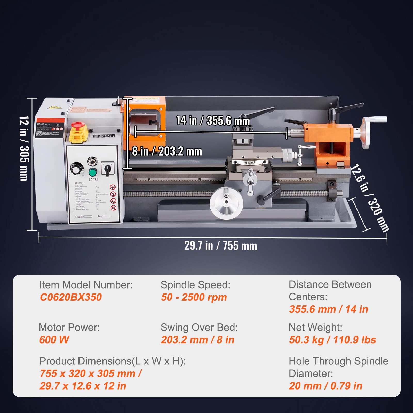 SVOPES 8-in x 14-in Variable Speed Wood Lathe in the Wood Lathes ...