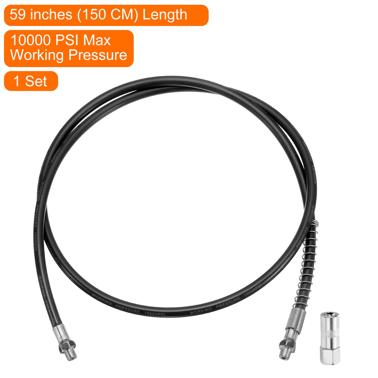 Unique Bargains Grease Gun Hose Kit 59 Inch 10000 PSI Spring Flex High ...