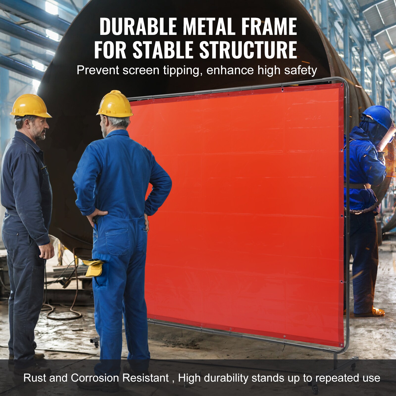 GIVIMO 6-ft x 8-ft Welding Screen with Frame - Flame-Resistant Vinyl ...